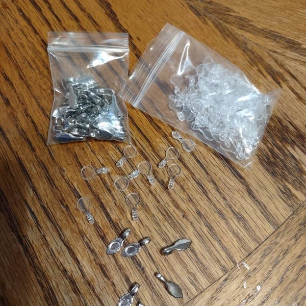 Plastic Bails - 15mm Clear Round Transparent Plastic Glue on Bails ...