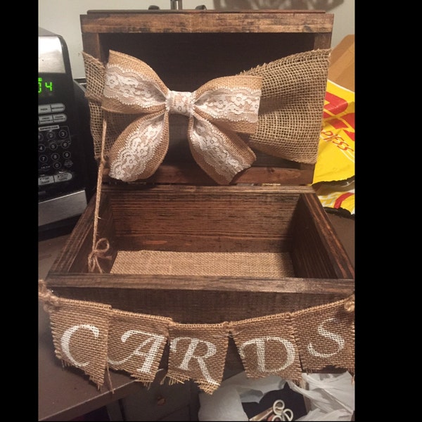 Rustic Card Box for Wedding, Burlap Wedding Card Box, Shabby Chic Card ...