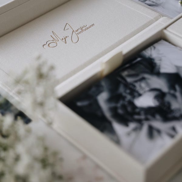 Linen USB Box - New Natural Linen | Custom USB Box Foil Stamped With ...