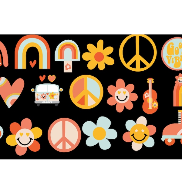 Boho Hippie Png, Boho Hippie Clipart, Boho Clipart, Retro Clipart ...