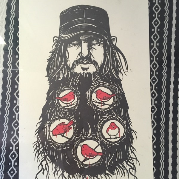 Neutral Milk Hotel Letterpress Poster - Jeff Mangum Little Birds ...