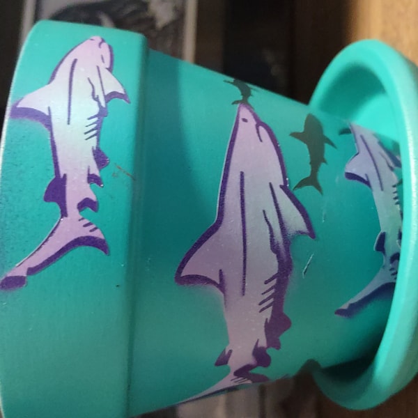Shark Infested Waters Planter Pot Set - Etsy