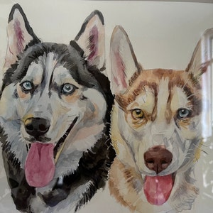 Two Pet Portrait Mulitple Dog Portrait 2 Dogs Art Framed - Etsy