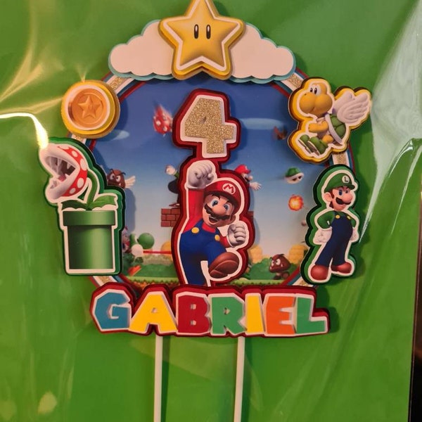 Personalised Super Mario Cake Topper 3D With Name and Age - Etsy