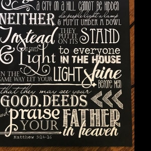 Scripture Art Matthew 5:16 with watercolor sun Chalkboard | Etsy