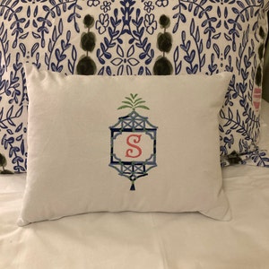 Custom Large Embroidered Monogram Pillow 16 by 12 | Etsy