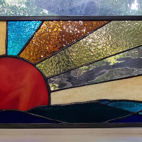 Custom Stained Glass Circle of Apples. Brilliant Red, Tree of Stained ...