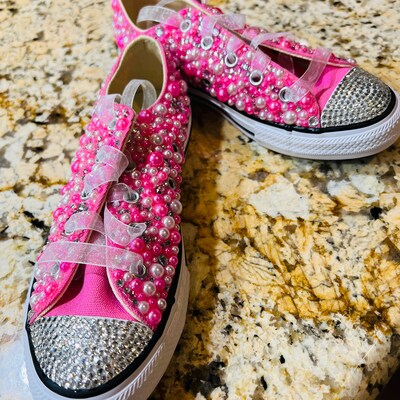 All-star Low Top Pink Girl Converse, Bling Converse, First Birthday - Etsy
