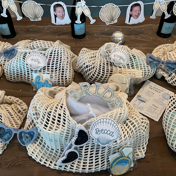 Handwritten Sea Shell Name Tag, Coastal Bachelorette Gift - Etsy