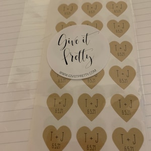 108 Custom Heart Stickers With Initials and Date Wedding Stickers and ...