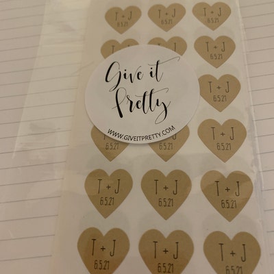 108 Custom Heart Stickers With Initials and Date Wedding Stickers and ...