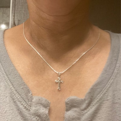 Gothic Cross Silver Necklace With Pendant, Grunge Cross Necklace. Snake ...