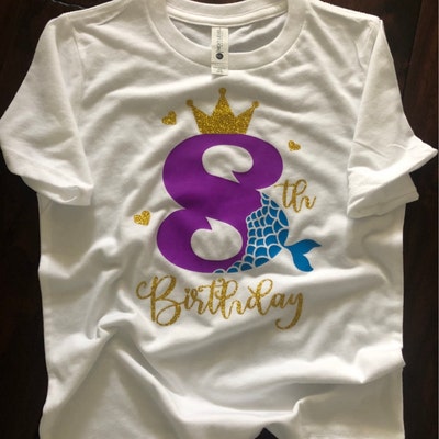 Mermaid 8th Birthday Girl Svg,png,jpg,dxf,mermaid Number With Crown,8th ...