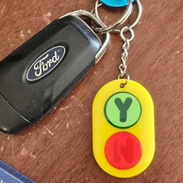 Bluey Inspired Yes/no Button Acrylic Keychain - Etsy