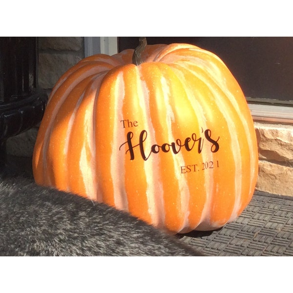Personalized Pumpkin Vinyl Decal, Monogram and Name , Pumpkin Decor ...