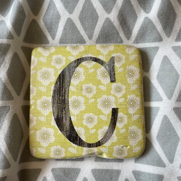 Resin Ceramic Letter Alphabet Pattern Tile Coaster Personalise Coasters ...