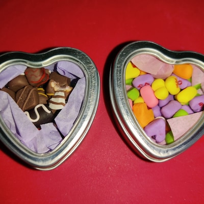 Heart Shaped Mint Tin Container, Clear Top Heart Mint Tin Container ...