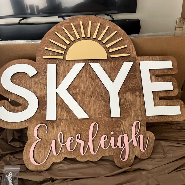 Boho Name Sign, Nursery Name Sign, Sun Nursery Decor, Boho Sun Name ...