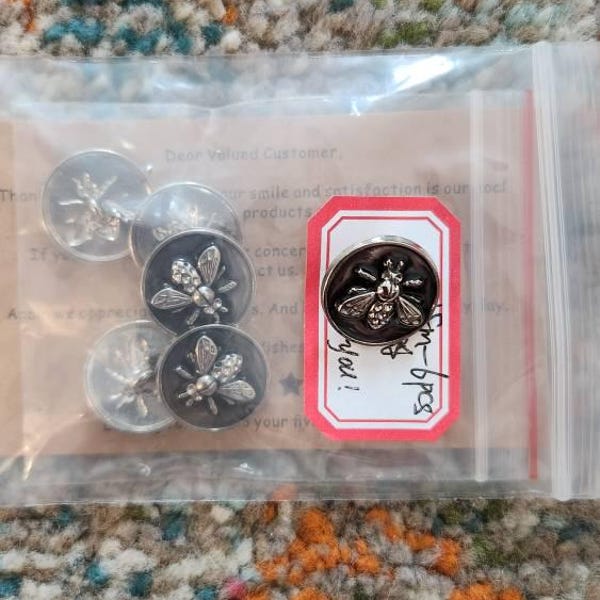 Enamel Bee Buttons: Gold, Silver, Black - Sewing & DIY - Etsy
