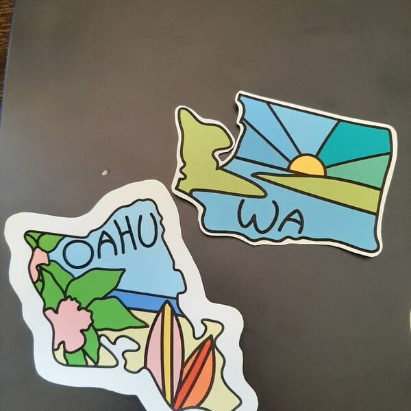 Mini Oahu Sticker, Oahu Sticker, Hawaii Sticker, Hawaii - Etsy