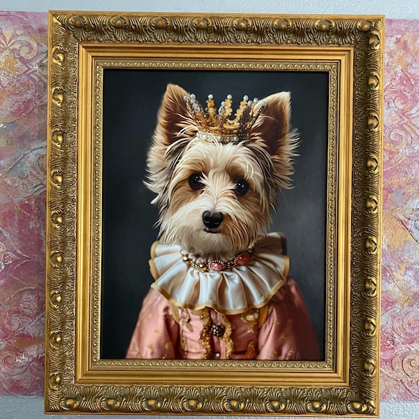 Custom Costume Portrait From Photo | Yorkie King, Royal Dog Pet in ...