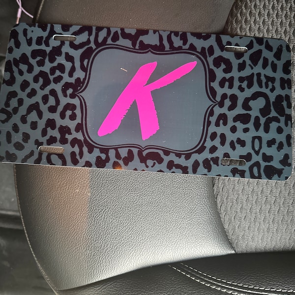 Personalized Monogram License Plate Black and Black Leopard - Licence ...
