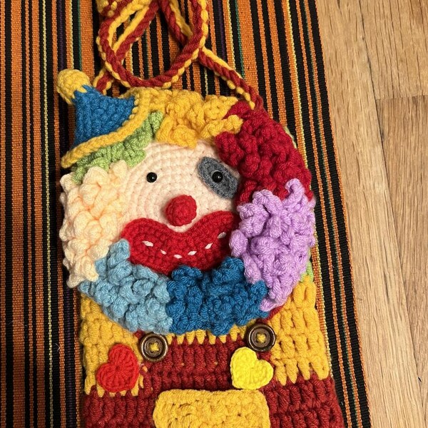 Crochet Clown Crossbody Bag, Crochet Clown Purse Crossbody Bags ...