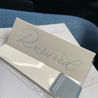 Antique Blue Letterpress Reserved Sign Set of 8 for Wedding and Special ...