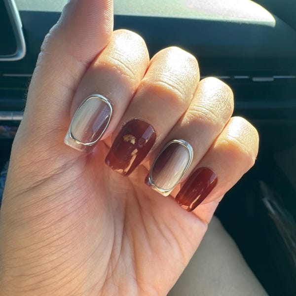 Retro European Nail/long Almond Nails/handmade Press on Nails/red and ...