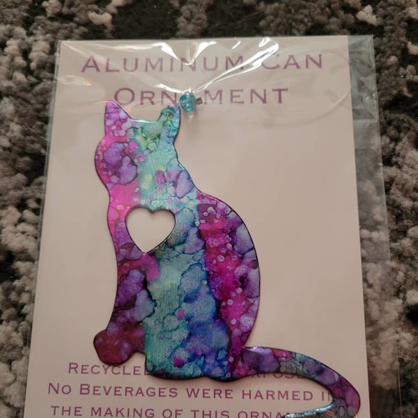 Love Cat Ornament Recycled Aluminum Cans - Etsy