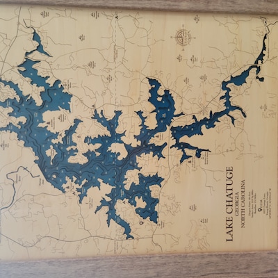Lake Chatuge Map, Chatuge Lake Map, Custom Lake Map, 3D Lake Map, Wood ...