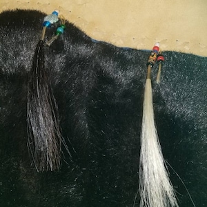 8" Horse Hair Scalp Locks Black or White Native Crafts Tribal Pow Wow ...