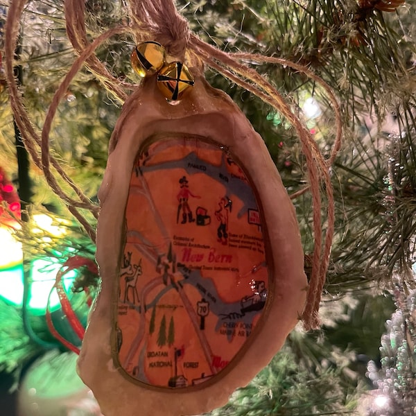 CUSTOM Oyster Shell Ornament With Personalized Map - You Pick the ...
