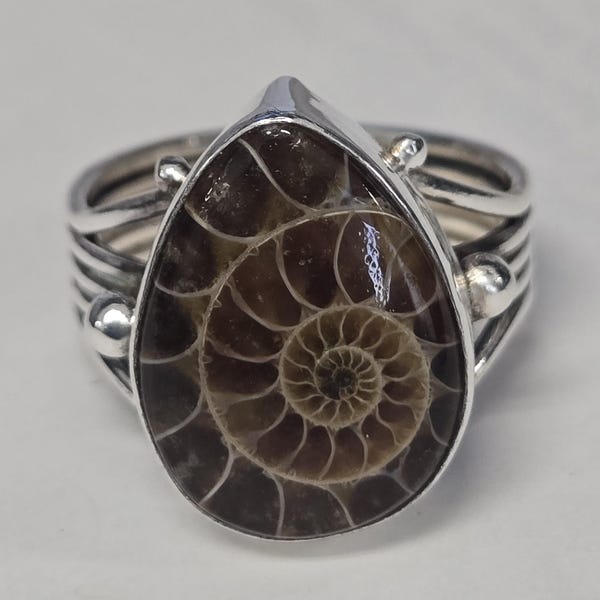 Ammonite Fossil Ring, 925 Sterling Silver, Handmade Ring, Gemstone Ring ...