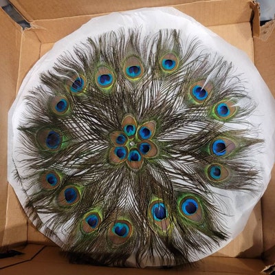 16 Peacock Feather Centerpiece/placemat, Handmade Wedding Peacock ...
