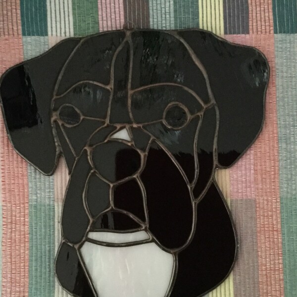 Boxer Handmade Stained Glass Suncatcher - Etsy