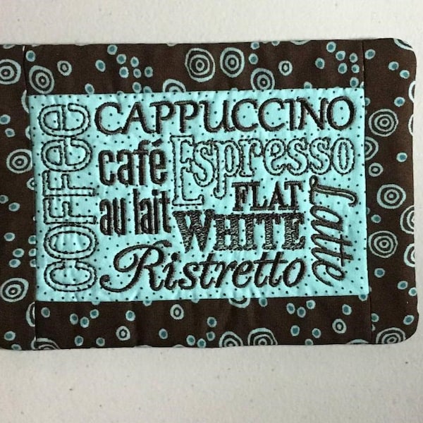 Coffee Mug Rug in the Hoop Machine Embroidery Design - Etsy