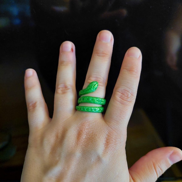 Snake Ring Handmade in Flexible Polymer Clay, Adjustable Animal Ring ...
