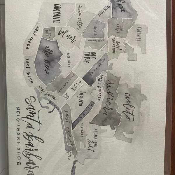 Custom Watercolor Neighboorhood Map, Personalized Custom Map, City Map ...