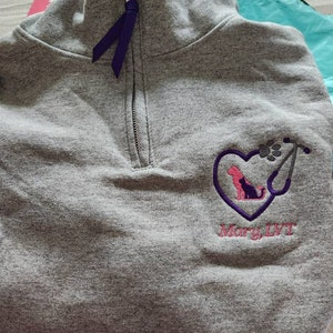 Full Zip Vet Tech Jacket With Sleeve, Vet Assistant Hoodie With Pockets ...