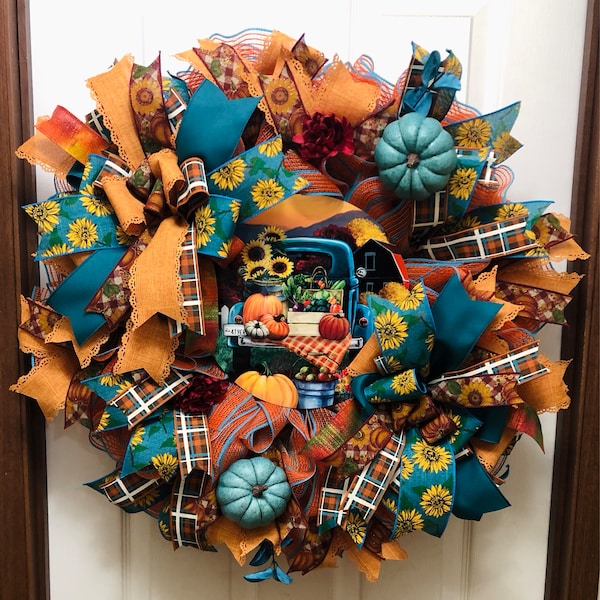 Round Fall Wreath Sign, Fall Wreath Sign, Personalize It by Pam, Signs ...