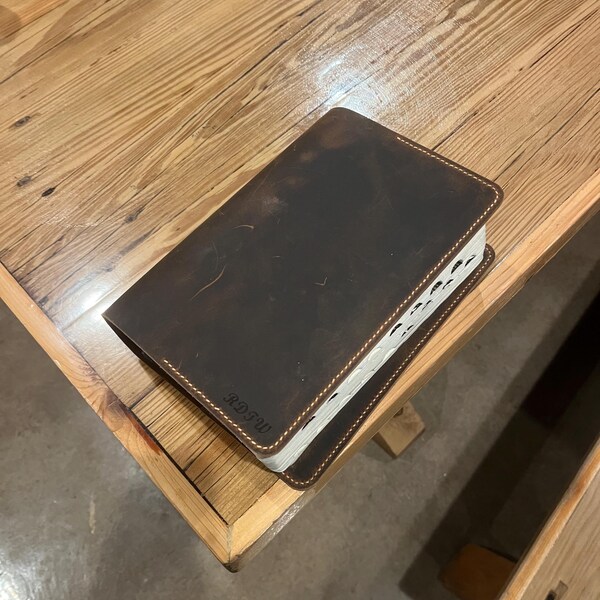Personalized Leather Cover for Bible KJV , Custom Leather Holy Bible ...