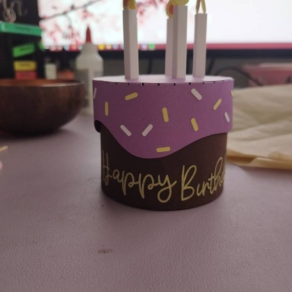 Bundle of 3D Birthday Cake Gift Box SVG Cut Files - 3 Mix & Match 3D ...