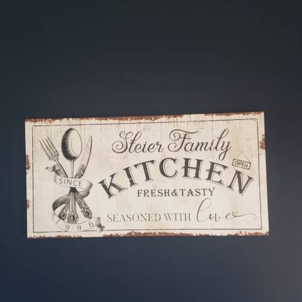 Personalized Kitchen Sign, Family Kitchen Sign, Rustic Kitchen Decor ...