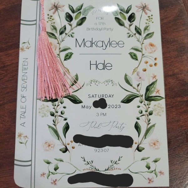 Book Cover Wedding Invitation Template, Literary Book Invite, Book ...