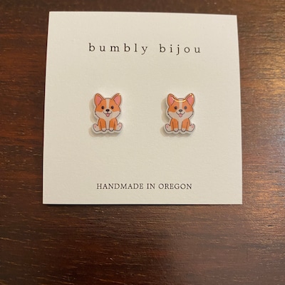 CORGI Stud Earrings / Hypoallergenic Titanium Posts / Corgi Lover Gift ...
