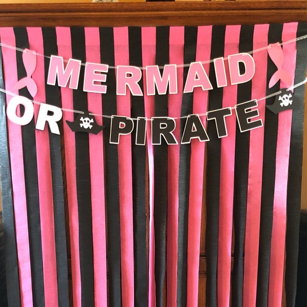 Mermaid or Pirate Gender Reveal Banner Mermaid and Pirate Party - Etsy