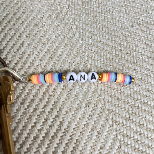 Beaded Keychain, Custom Bead Keychain, Custom Name Keychain ...