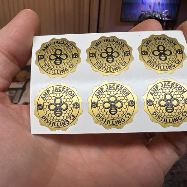 Personalized Metallic Gold Stickers 100% Waterproof, Custom Gold Label ...