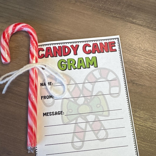 Candy Cane Gram Template, Candy Cane Printable Fundraiser, Christmas ...